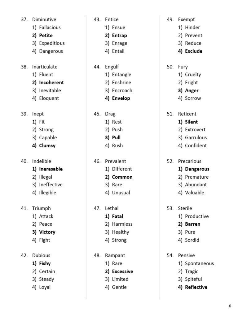 Antonyms and Synonyms Overview | PDF