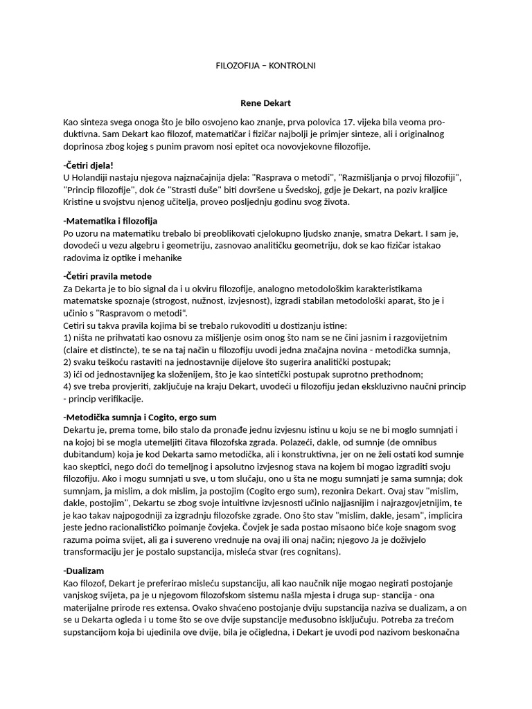 Dekart, Spinoza I Lok | PDF