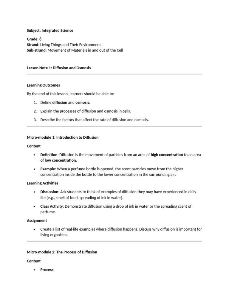 Grade8 - Strand Living Things and Their Evironment - Movement of ...