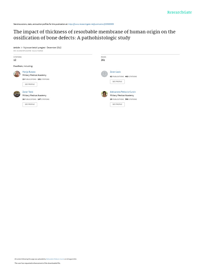 The Impact of Thickness of Resorbable Membrane of | PDF | Healing