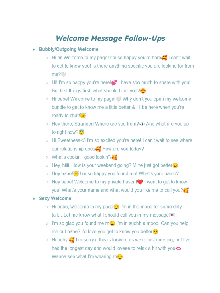 Welcome MSG Followups | PDF