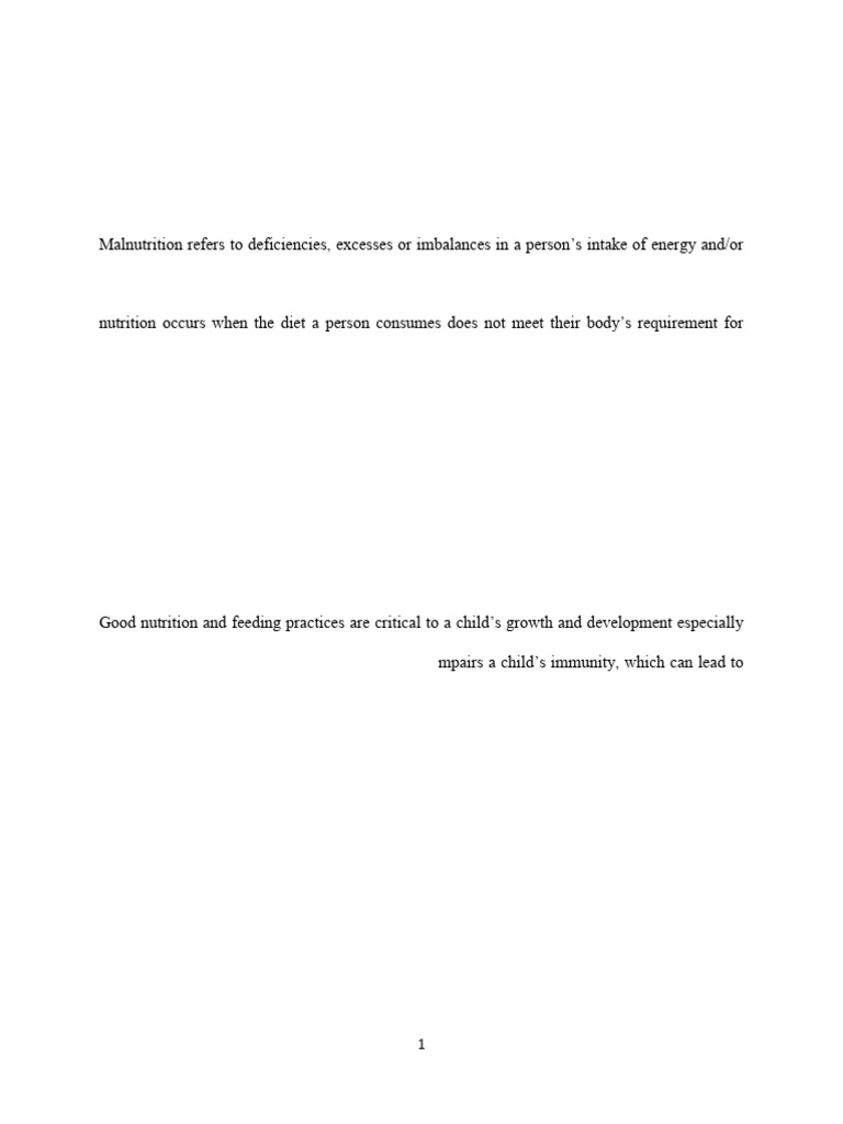 COMPLETE PROJECT | PDF | Malnutrition | Human Nutrition
