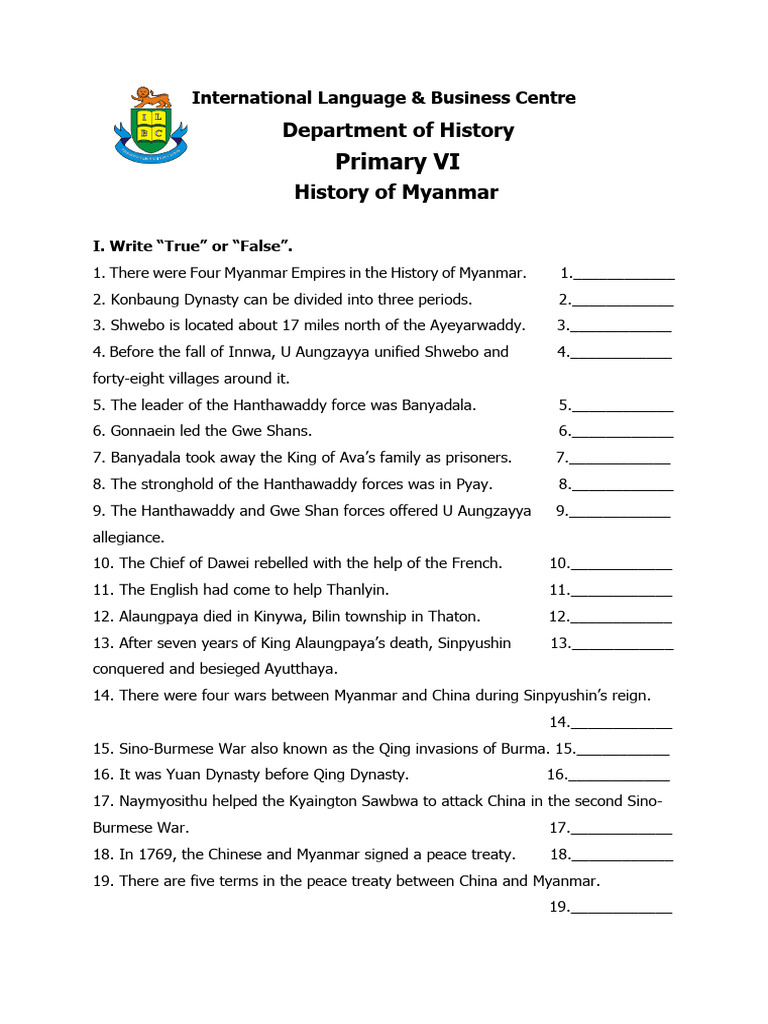 Primary VI History Manual Practice Book | PDF | Thailand