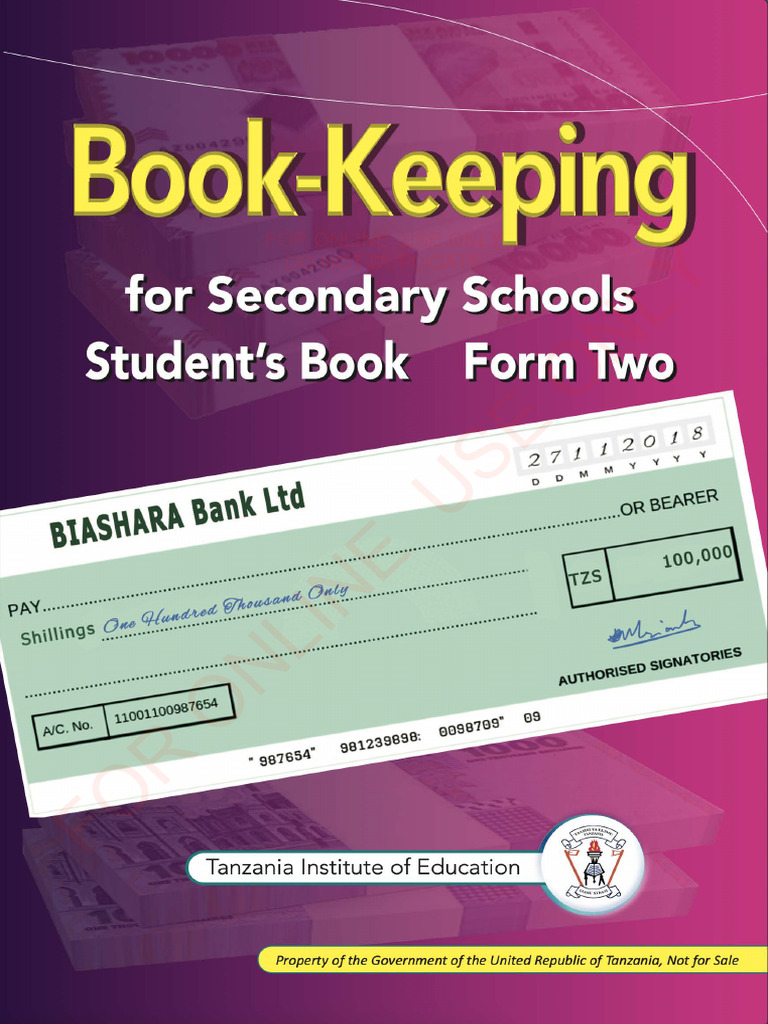 Book-Keeping Form Two | PDF | Cheque | Debits And Credits