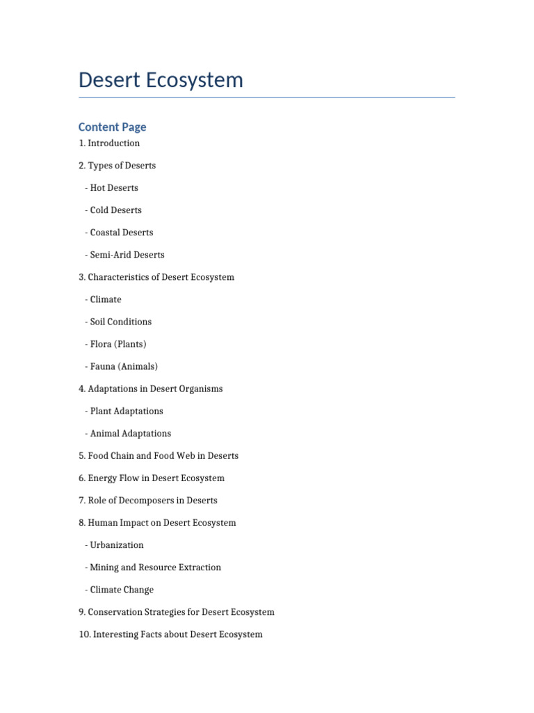 30 Page Desert Ecosystem Assignment | PDF | Desert | Ecosystem