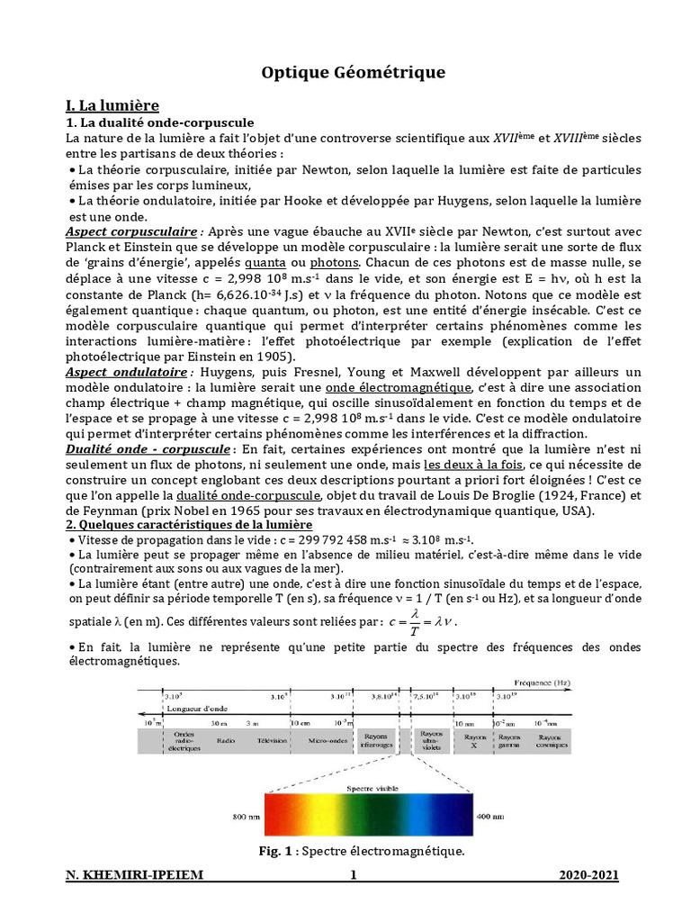 Dualité onde-corpuscule et optique géométrique | PDF | Photon | Œil humain