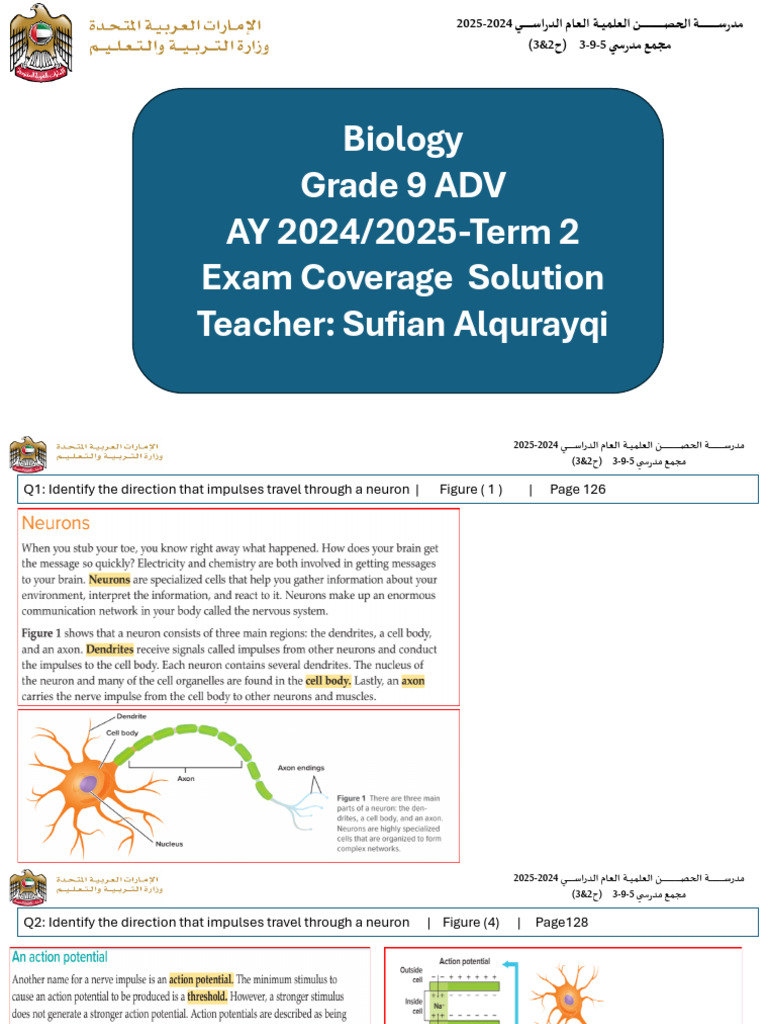 Biology Grade 9 ADV AY 2024/2025-Term 2 Exam Coverage Solution Teacher ...