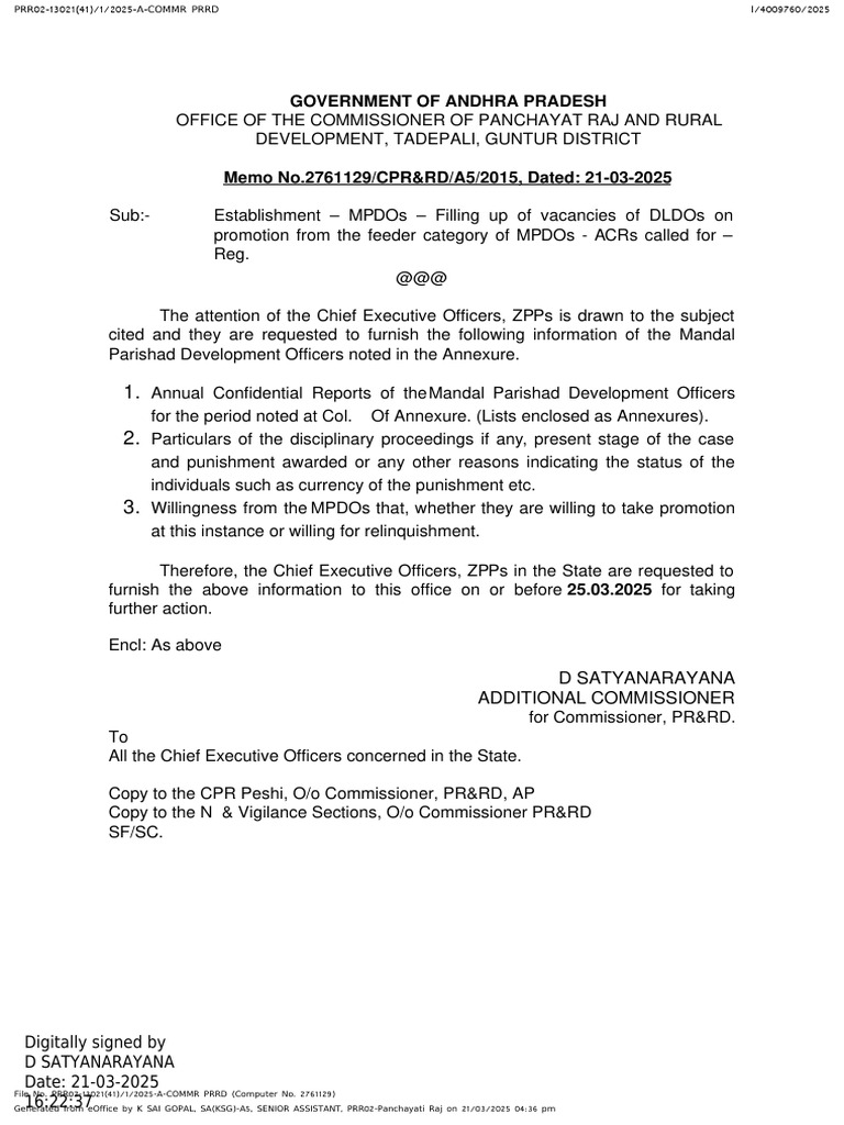 MPDO Promotion and ACR Submission Memo | PDF