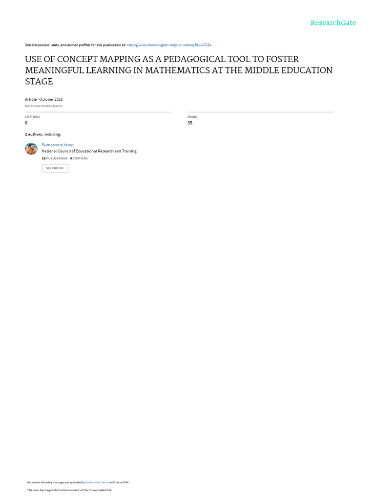 2023 Yadav, Concept Maps-Pedagogy Tool | PDF | Constructivism (Philosophy Of Education) | Concept