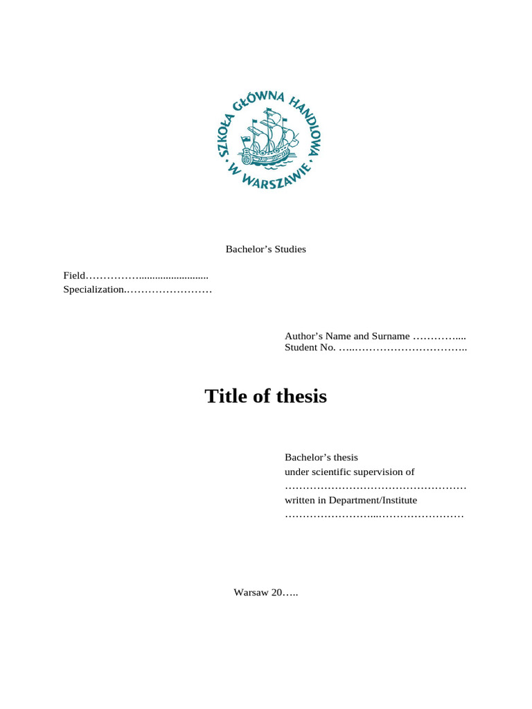 undergraduate-studies-bachelor-thesis-template | PDF | Thesis | Educational Stages