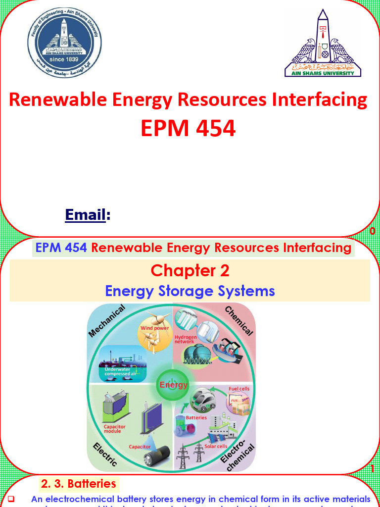 EPM_454_ Lecture (3) - Chapter (2) Electrical Energy Storage Systems - Fall 2024 | PDF ...