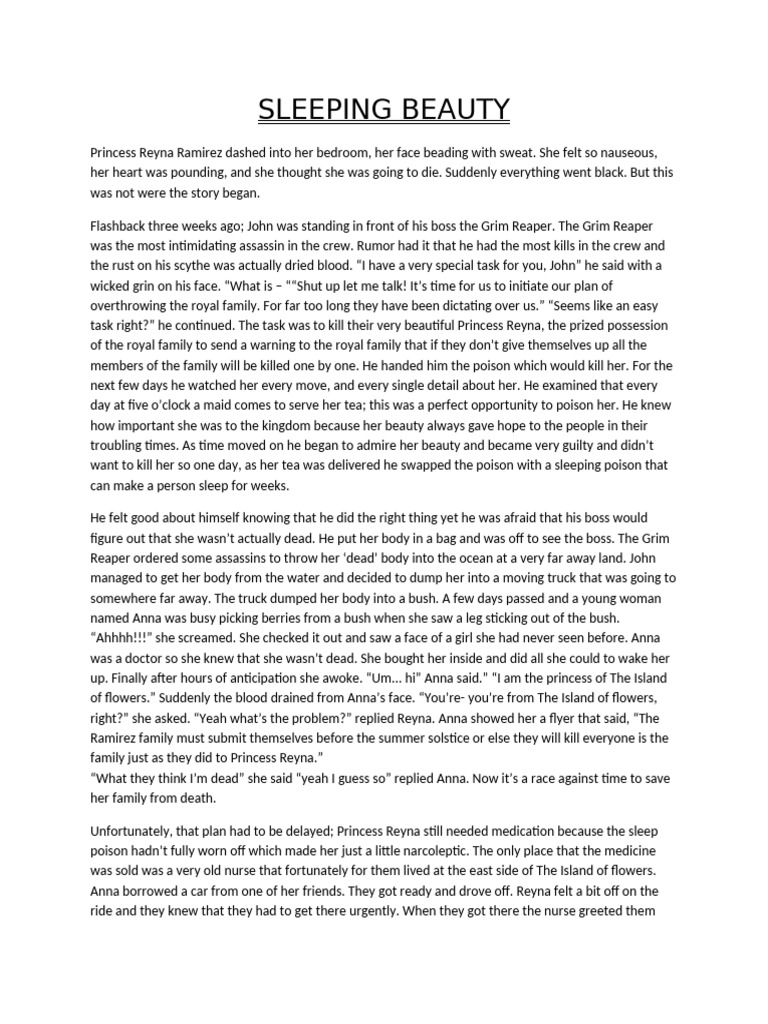 SLEEPING BEAUTY JHS 1S LITERATURE WORK(ABENA'S GROUP) | PDF