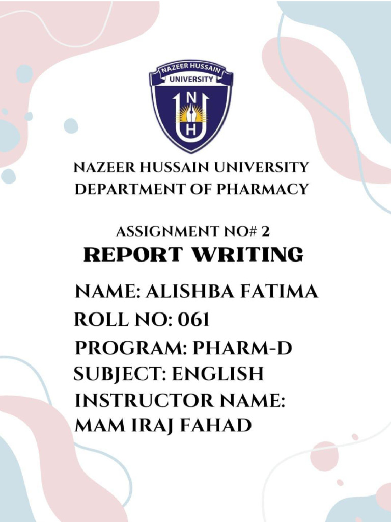 Report Writing by Alishba Fatima | PDF | Mental Health | Diet & Nutrition
