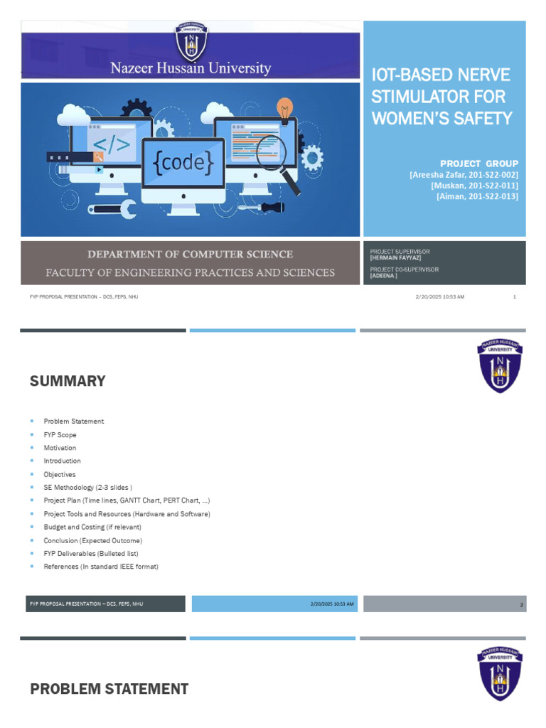 NHU-FYP 1 - Proposal Presentation Template | PDF | Arduino | Reliability Engineering