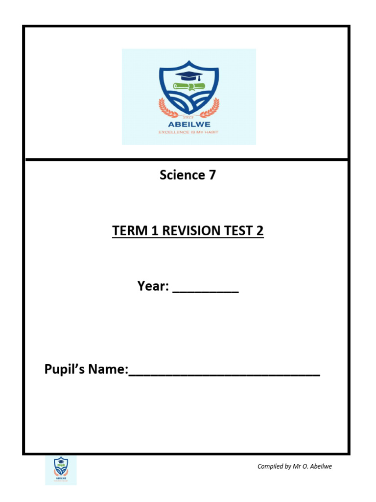 Science 7 Term 1 REVISION Test 2 WITH PERMISSIONS | PDF | Energy ...
