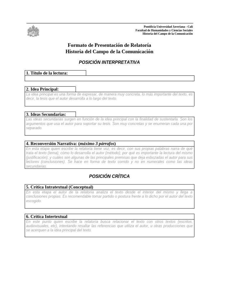 Guía Relatoría de Textos Académicos - HCC | PDF