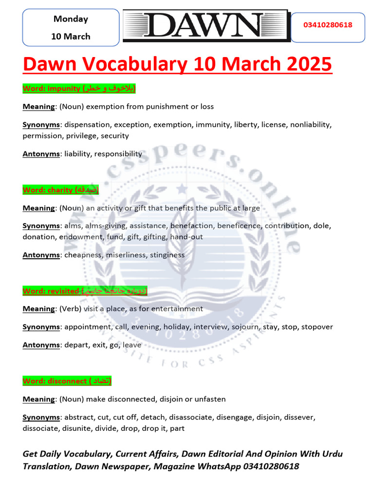 March 10 Dawn Vocabulary | PDF | Syntax | Linguistic Morphology