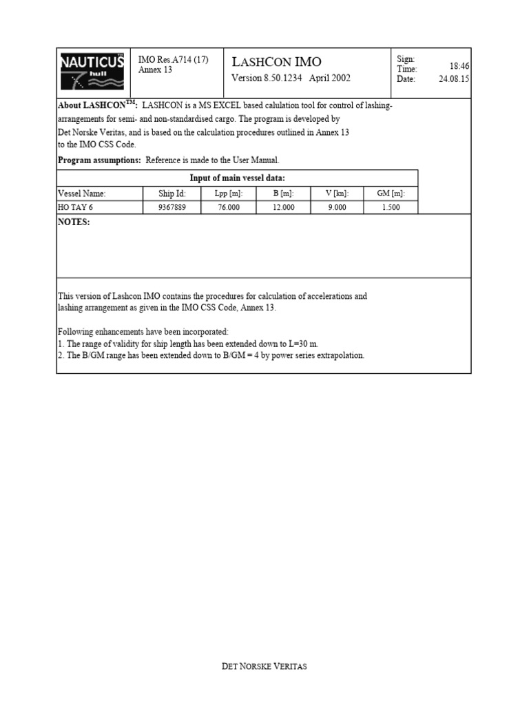 LASHCON: Cargo Lashing Tool Overview | PDF