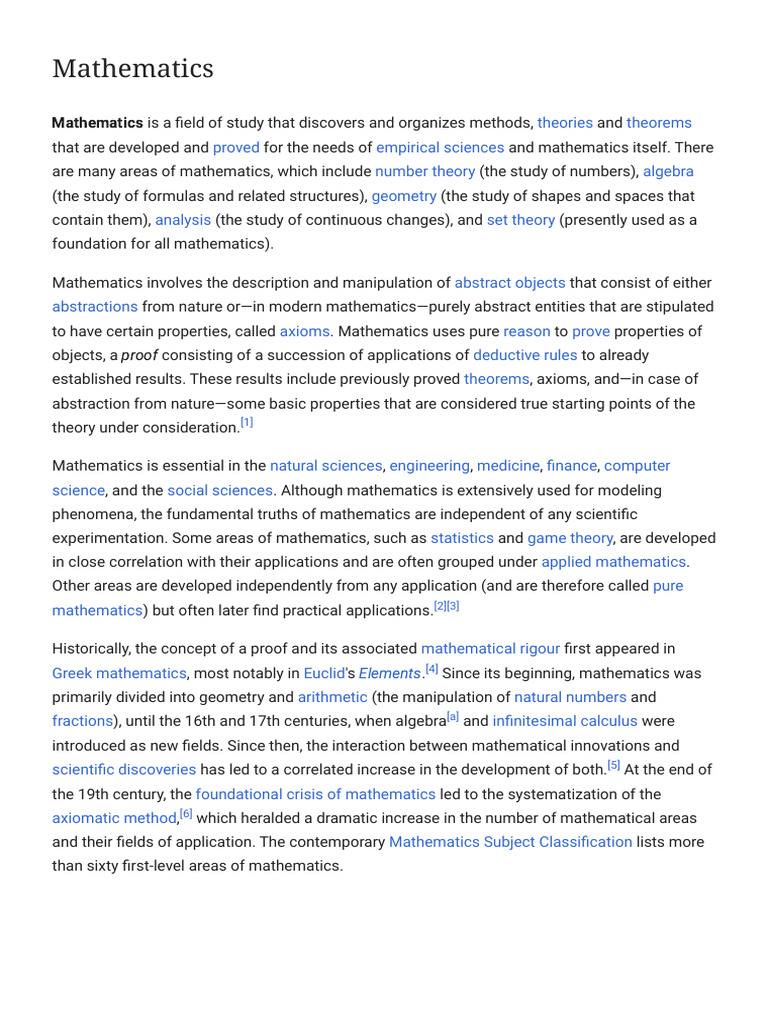 Mathematics - Wikipedia | PDF | Mathematics | Geometry