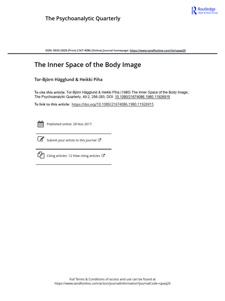 Inner Space of Body Image Explained | PDF | Psychoanalysis | Perception