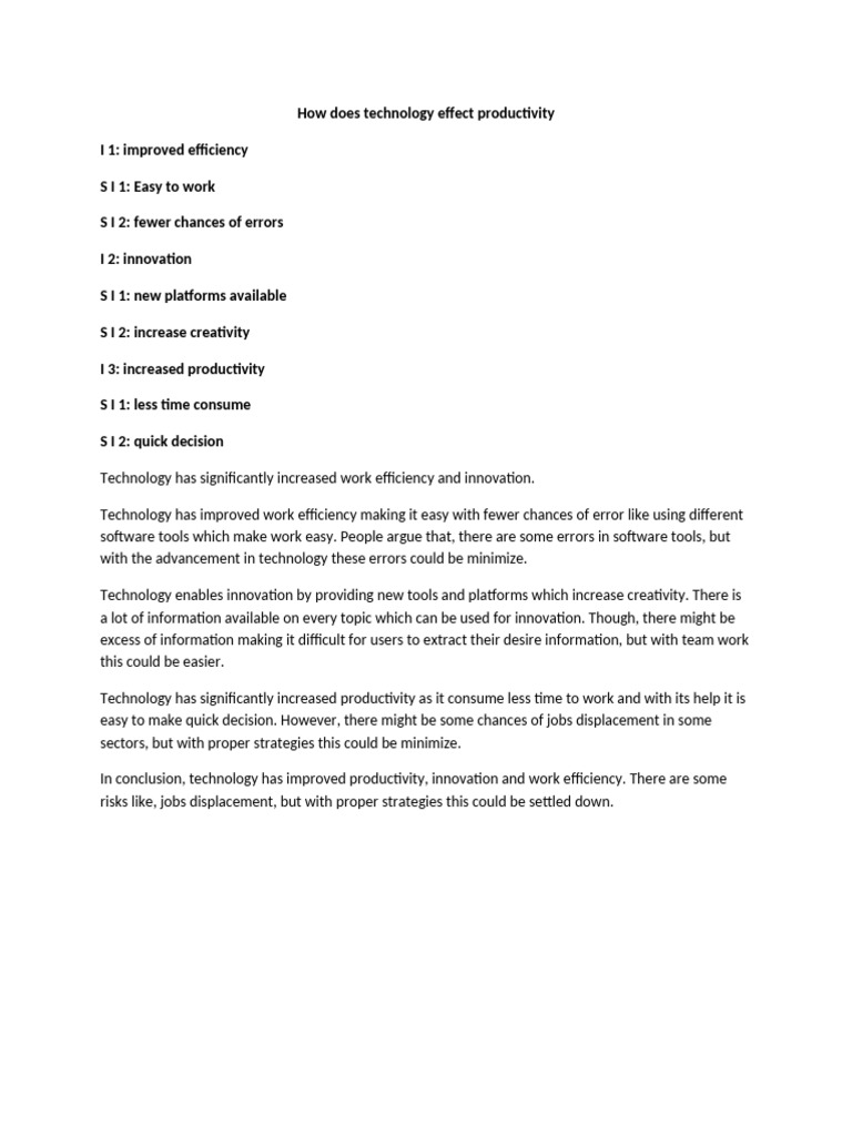 Impact of Technology on Productivity | PDF | Artificial Intelligence ...