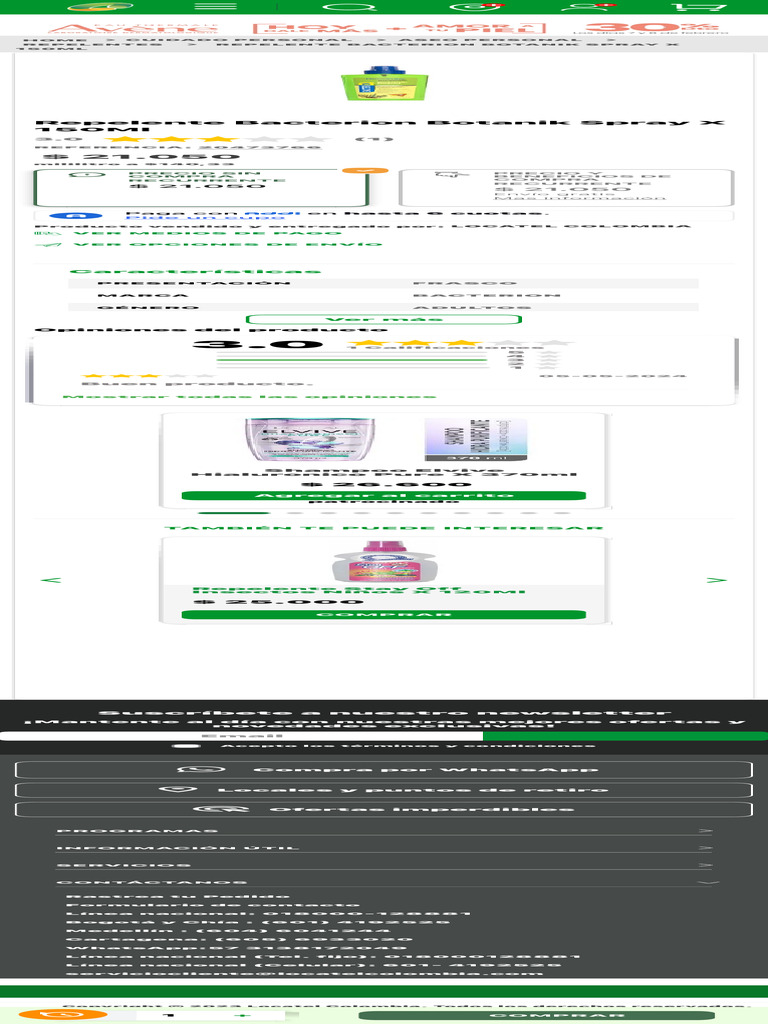Repelente Bacterion Botanik Spray X 150Ml-Locatel Colombia - Locatel | PDF