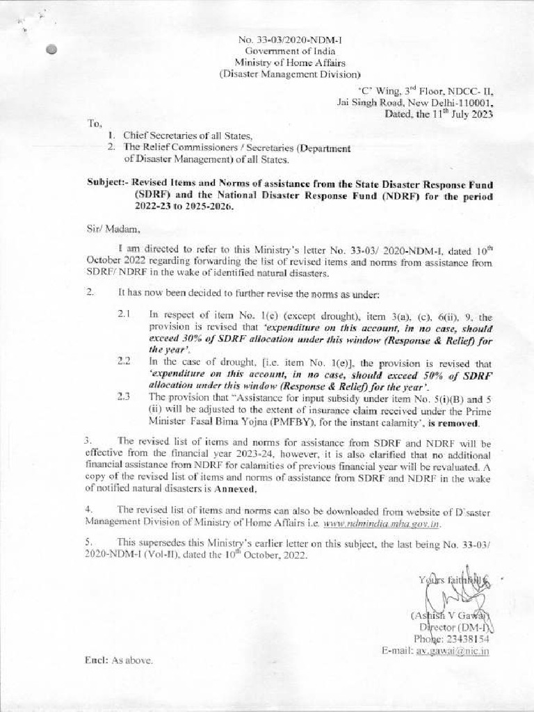 SDRF Norms of Assistance | PDF