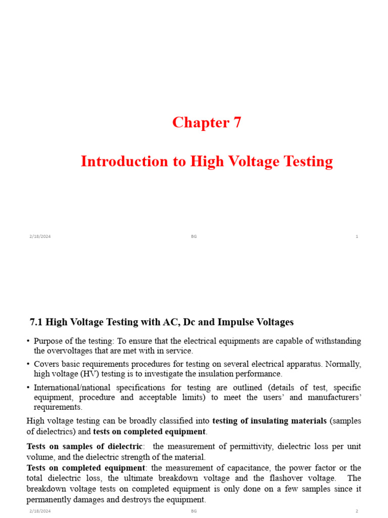Chapter7 - Introduction To High Voltage Testing | PDF | Capacitor ...