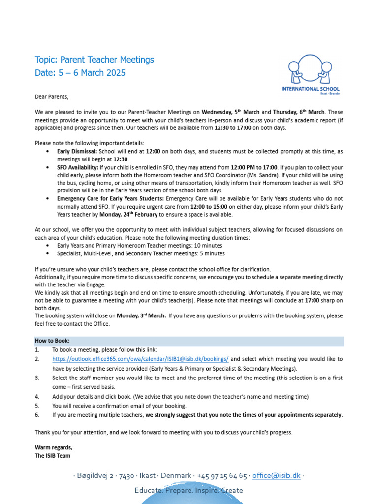 Parent Teacher Meetings March 2025 | PDF | Teachers