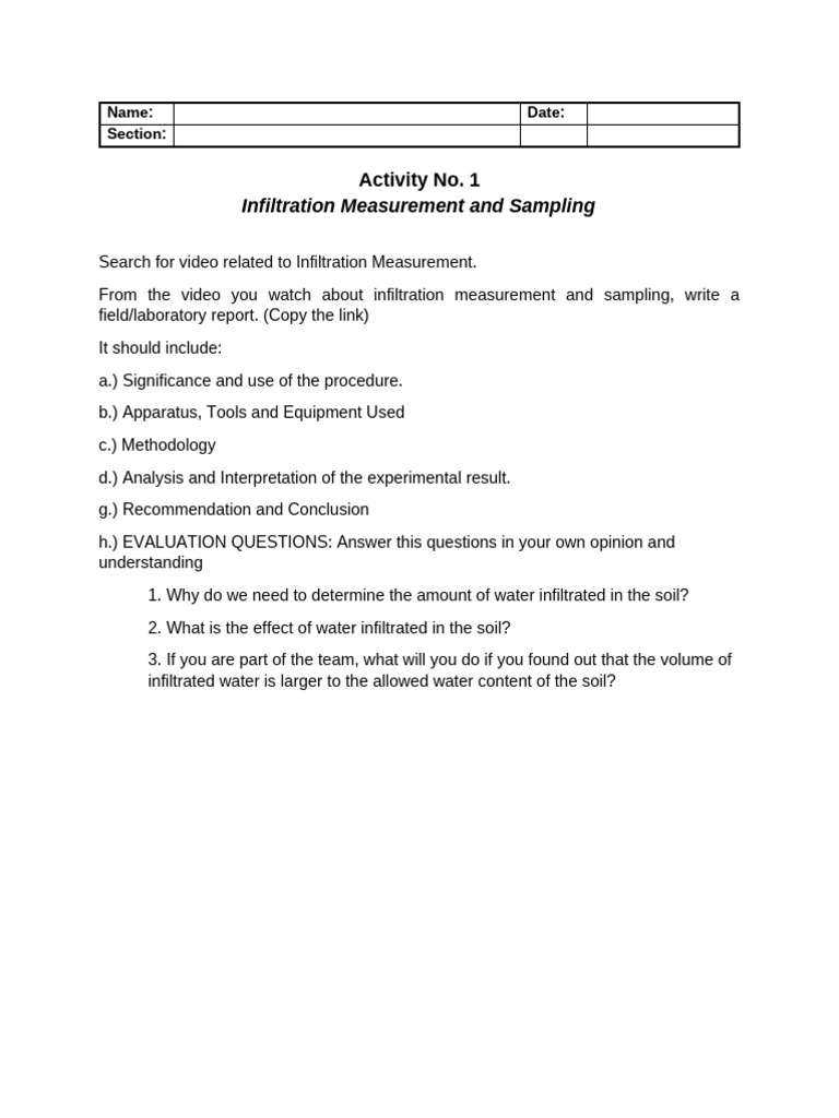 Infiltration Measurement Report Guide | PDF