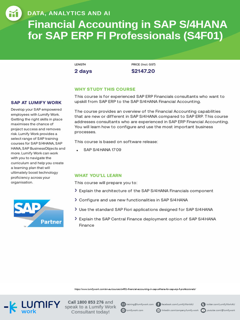 s4f01 Financial Accounting in Sap S4hana For Sap Erp Fi Professionals ...