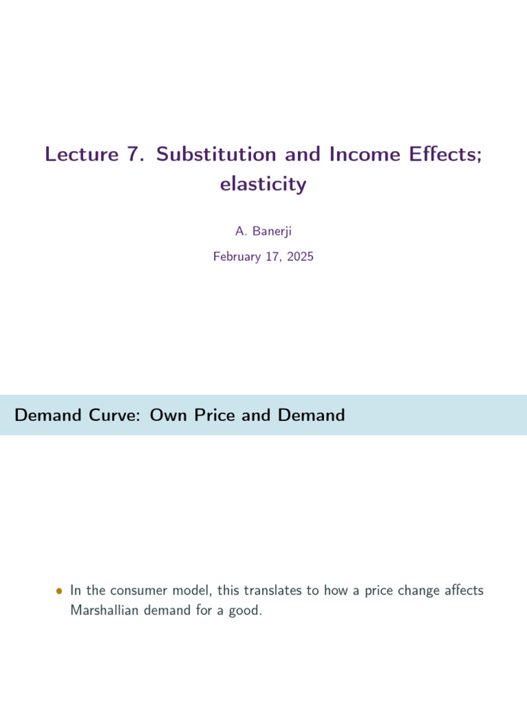 Lecture 7 Substitution-Income Effect Elasticity | PDF | Elasticity ...