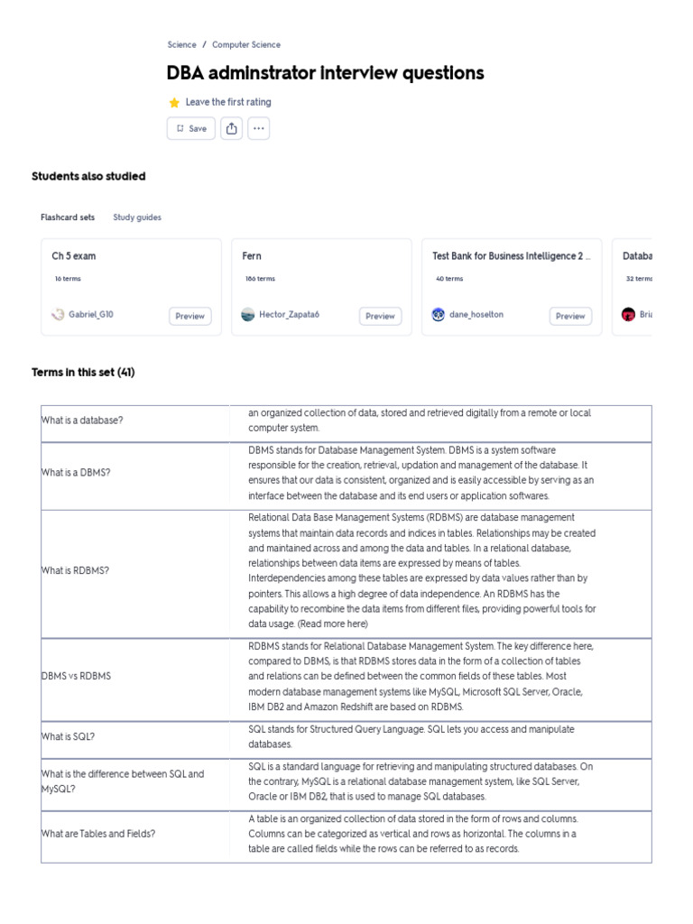 DBA Interview Questions Guide | PDF | Database Index | Databases