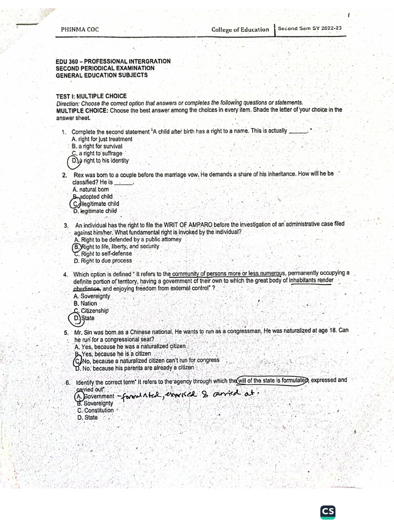 Answer p2 Examination General Education | PDF