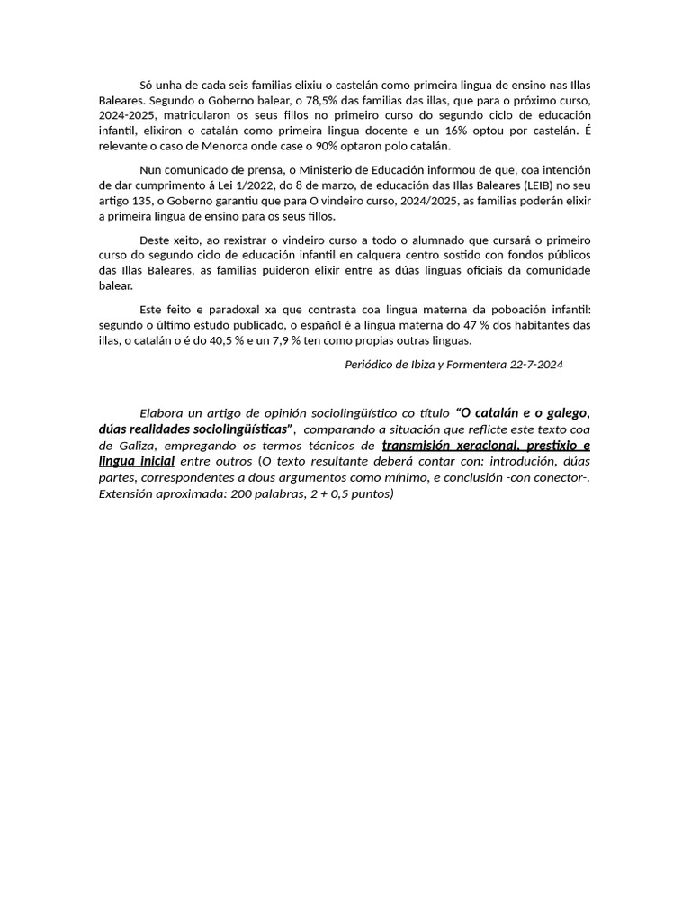 Artigo de Opiniã N, o Catalã¡n Nas Illa Baleares 2 | PDF