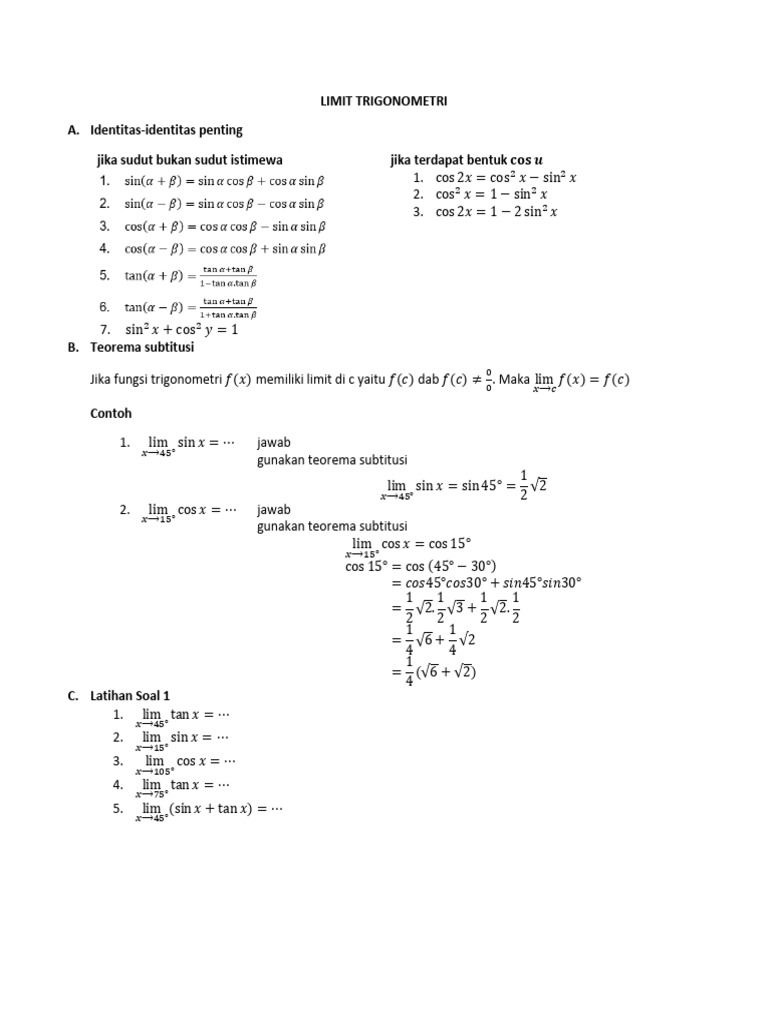 Limit Trigonometri | PDF