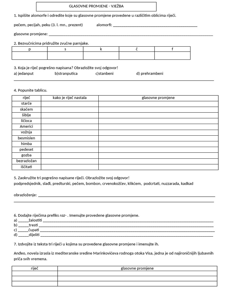 Glasovne Promjene - Vjezba2 | PDF