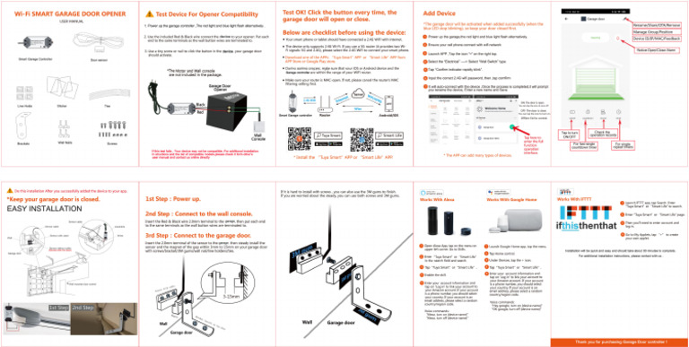 Tuya Smart WiFi Garage Controller User Manual S | PDF