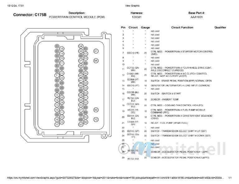 Identifying Connector C175B - Powertrain Control Module (PCM) (1 of 2 ...