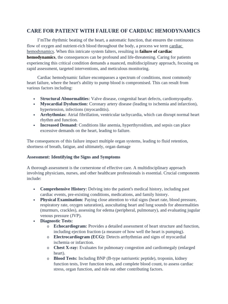 Care For Patient With Failure of Cardiac Hemodynamics | PDF | Heart ...