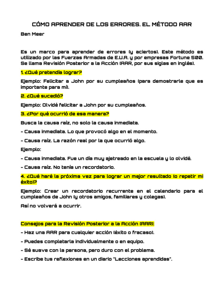 Cómo Aprender de Los Errores | PDF