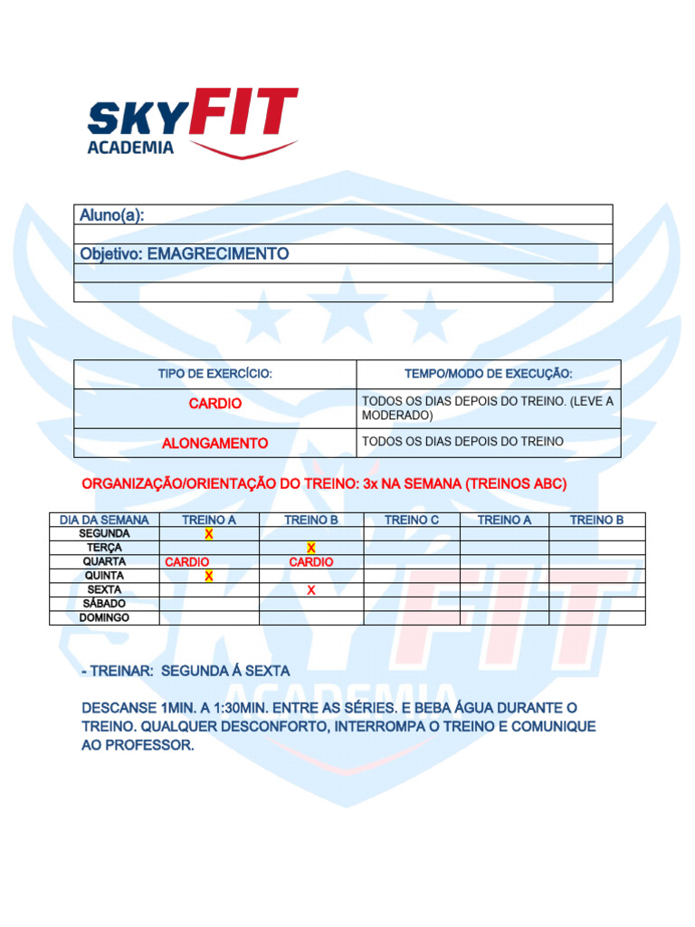 FICHA DE TREINO SKY FIT 2 (GYMPASS E TOTALPASS) | PDF