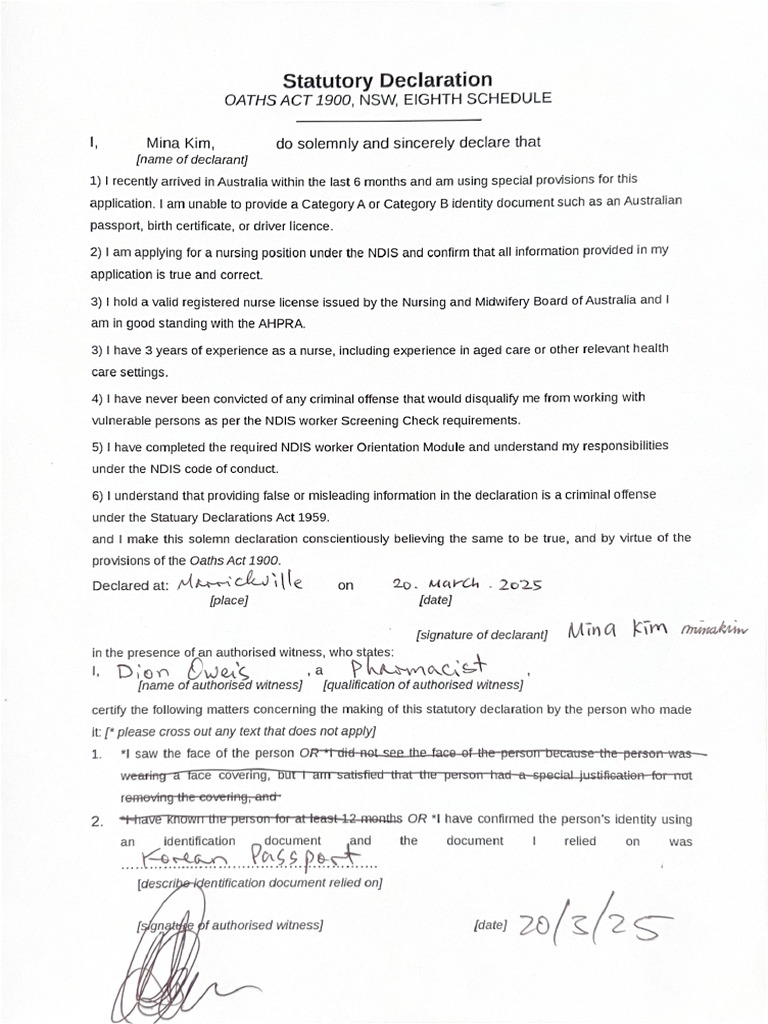 Statutory Declaration | PDF
