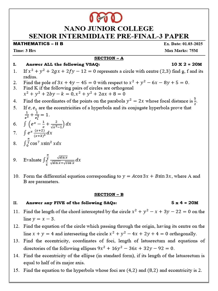 01-03-2025 - SR - Maths - 2B Pre Final - 3 | PDF | Elementary Geometry | Euclidean Geometry