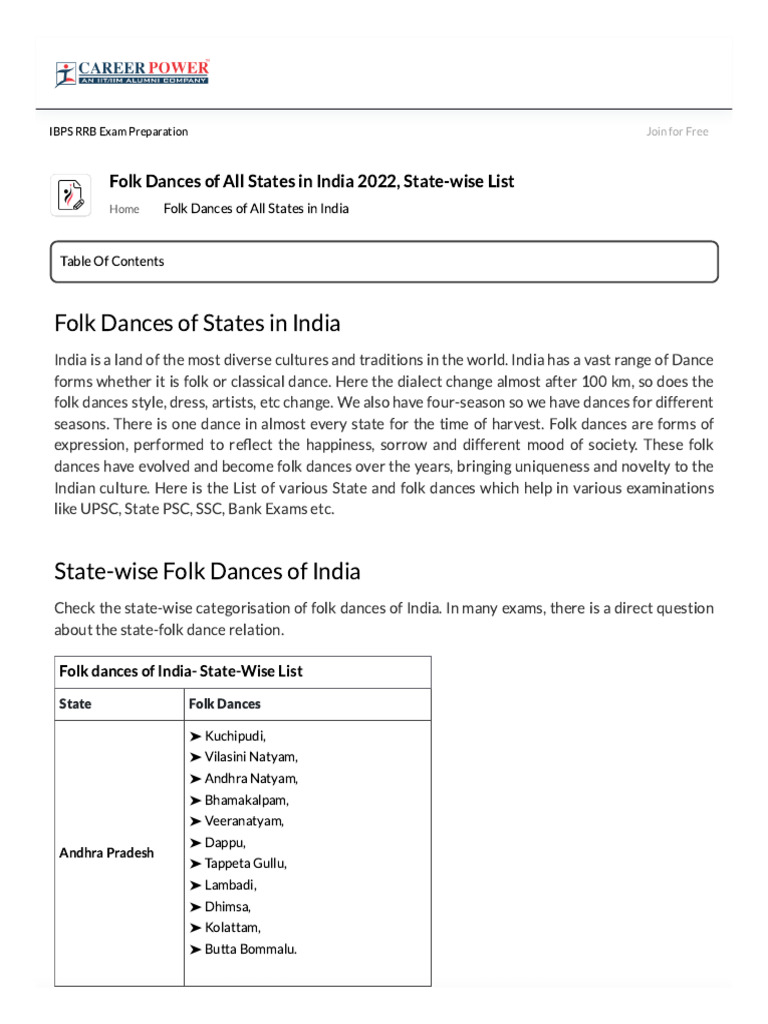 Folk Dances of India: State-wise Guide | PDF | Dances