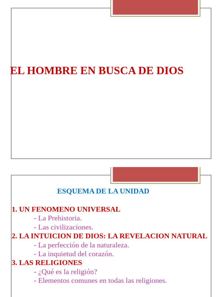 Tema1 El Hombre en Busca de Dios | PDF | Dios | Revelación