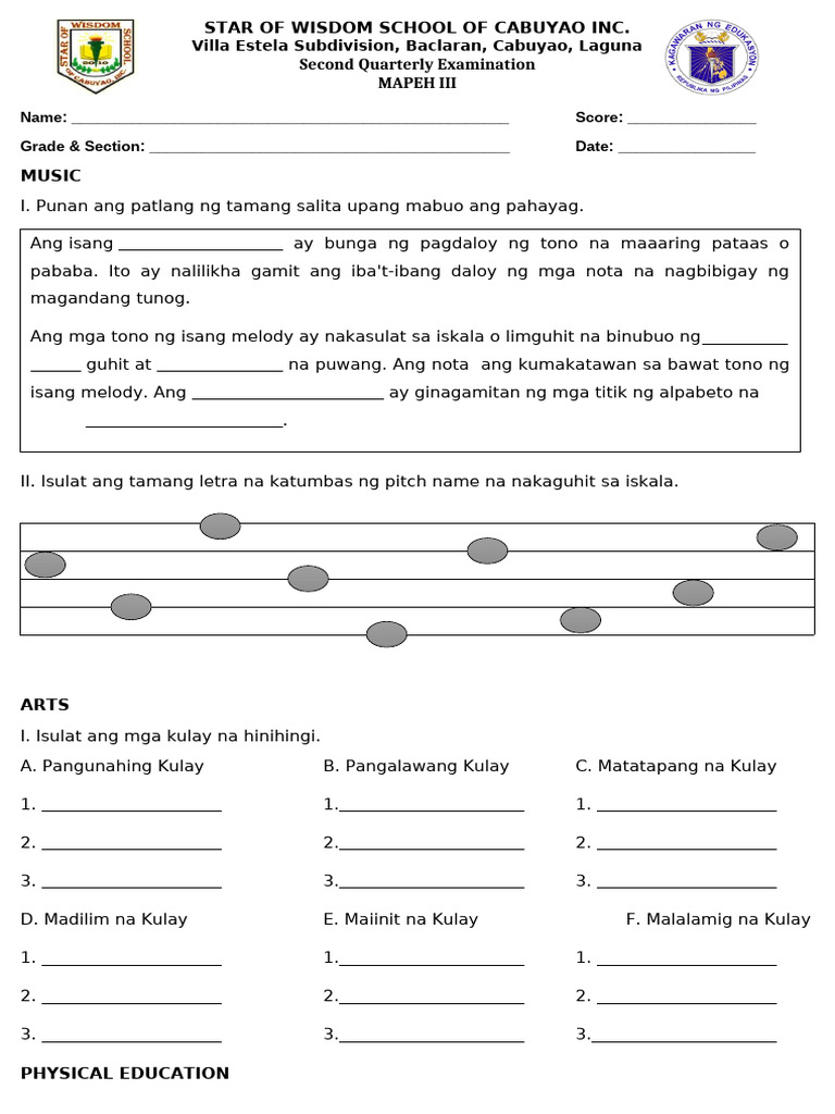 MAPEH 3 - 2nd Quarterly | PDF