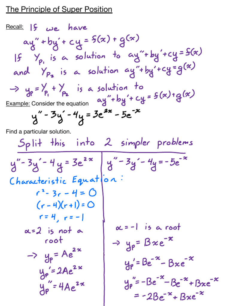 DiffEQ Section 5.4, Part 5 - The Principle of Superposition Blank | PDF