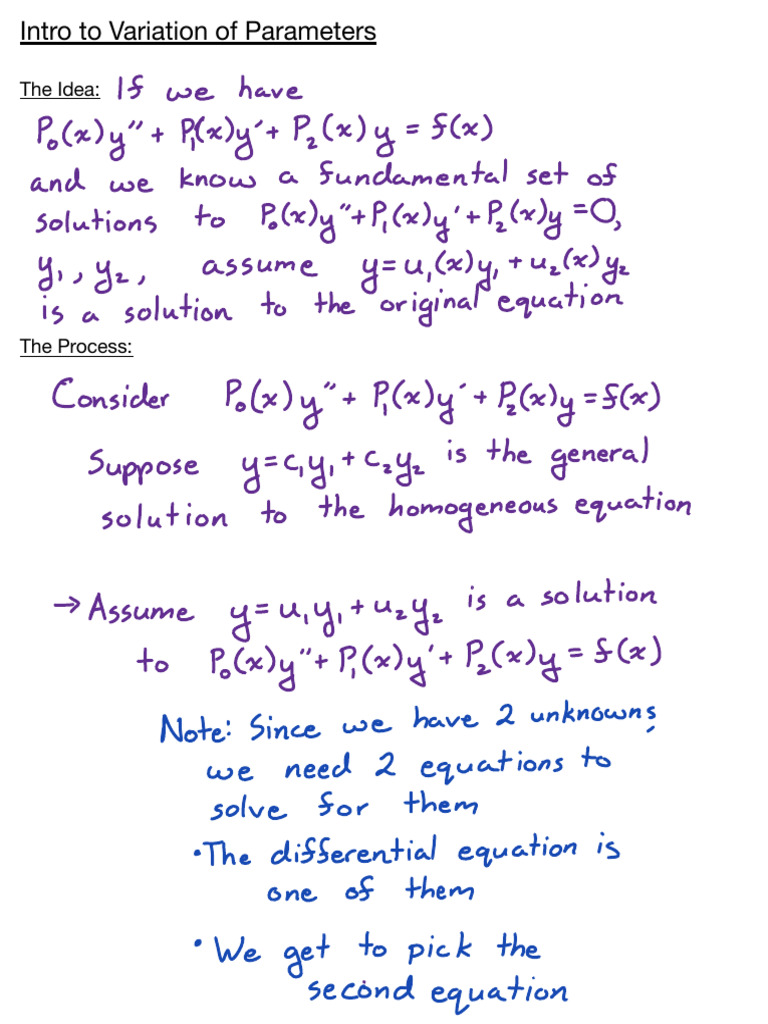 DiffEQ Section 5.7, Part 1_ Intro to Variation of Parameters | PDF