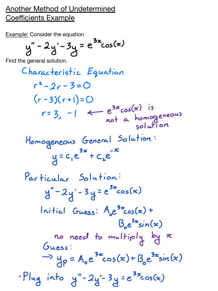 DiffEQ Section 5.5, Part 2 - Another Method of Undetermined ...